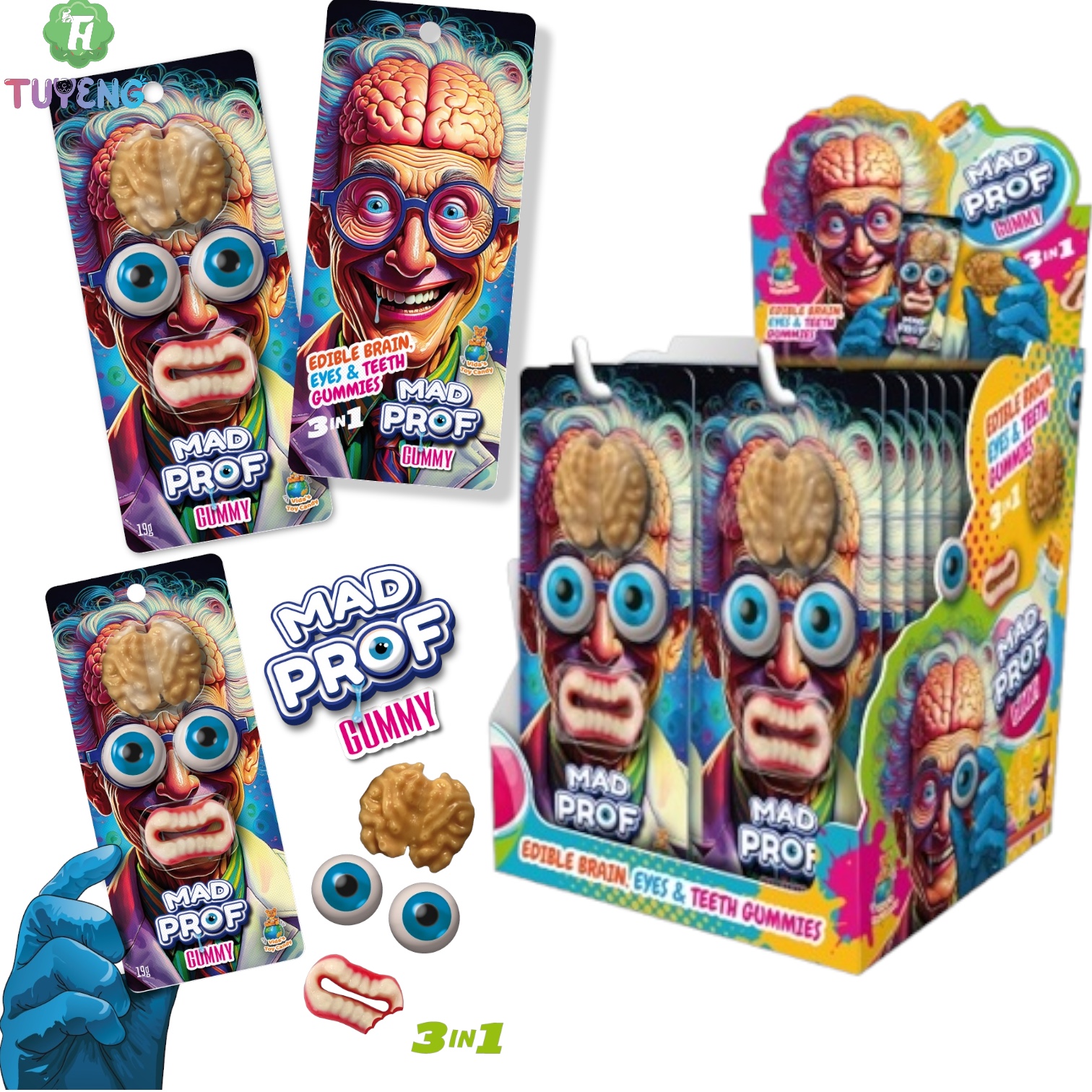 Mad Prof Gummy Edible Brain, Eyes&Teeth 3in1 20x19g - TuyenG