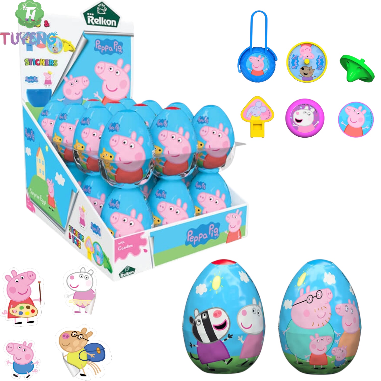 RELKON Peppa Pig Surprise Eggs Stickers&Toys 24x10g - TuyenG