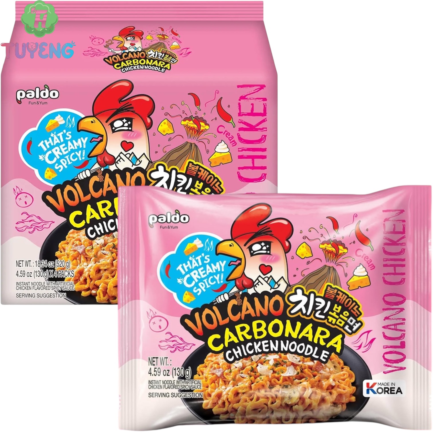 PALDO Volcano Carbonara Chicken Noodle 8x(4x130g) - TuyenG